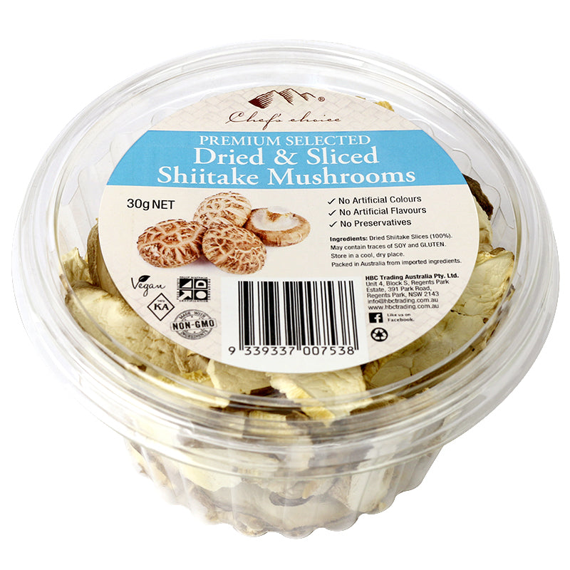 Premium Dried and Sliced Shiitake Mushrooms 30g - Chef's Choice